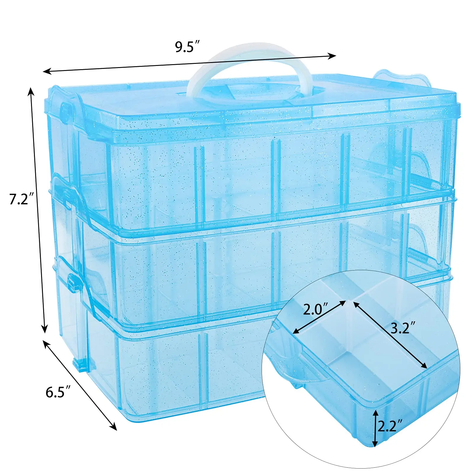 3-tier Stackable Storage Container Plastic Organizer Box With 30 ...