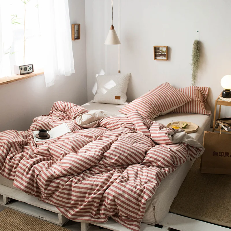 Modern Style Geometric Pattern Striped Soft Comfortable 4pcs Bedding Bedsheets Sets Collections ...