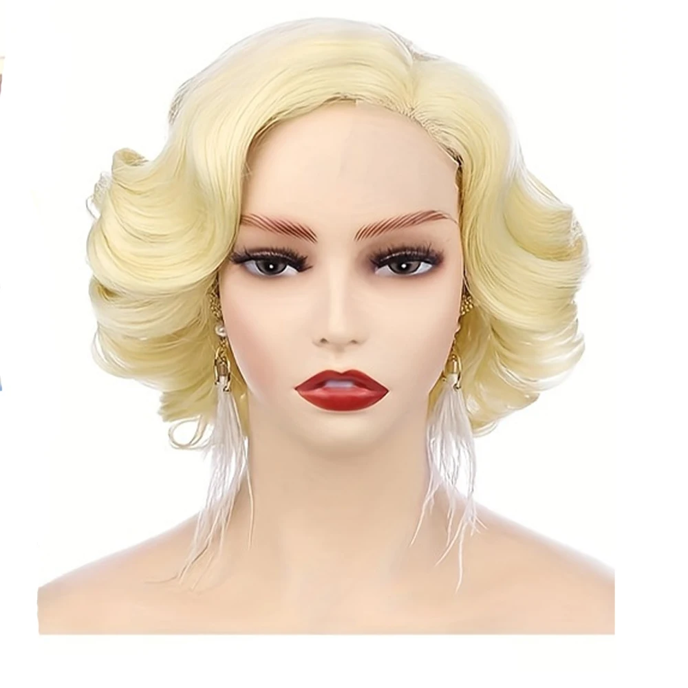 8-inch Big Wave Fluffy Ladies' Short Curly Wig Multicolor 4*1 Lace ...