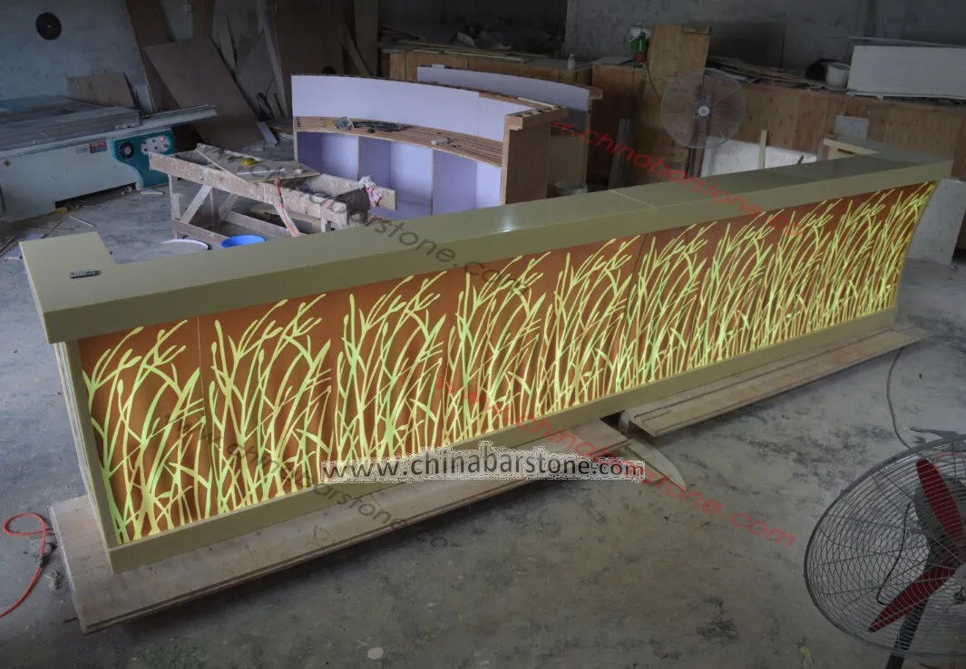 Modern Lounge Restaurant Wine Bar Design Solid Surface Led Bar Counter ...
