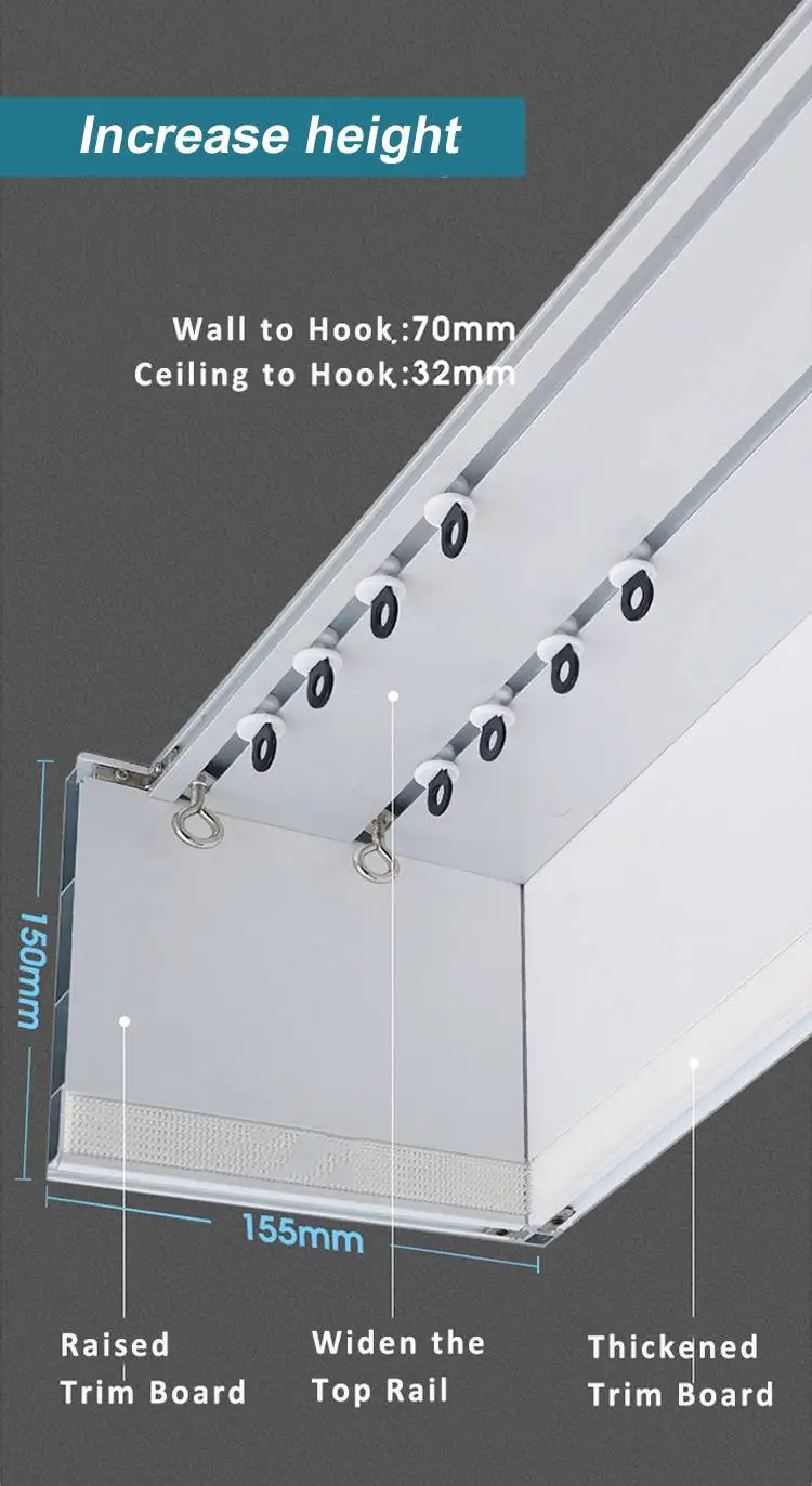 Large Size Ceiling Mounted Curtain Track Cover - Durable Aluminum Rail ...