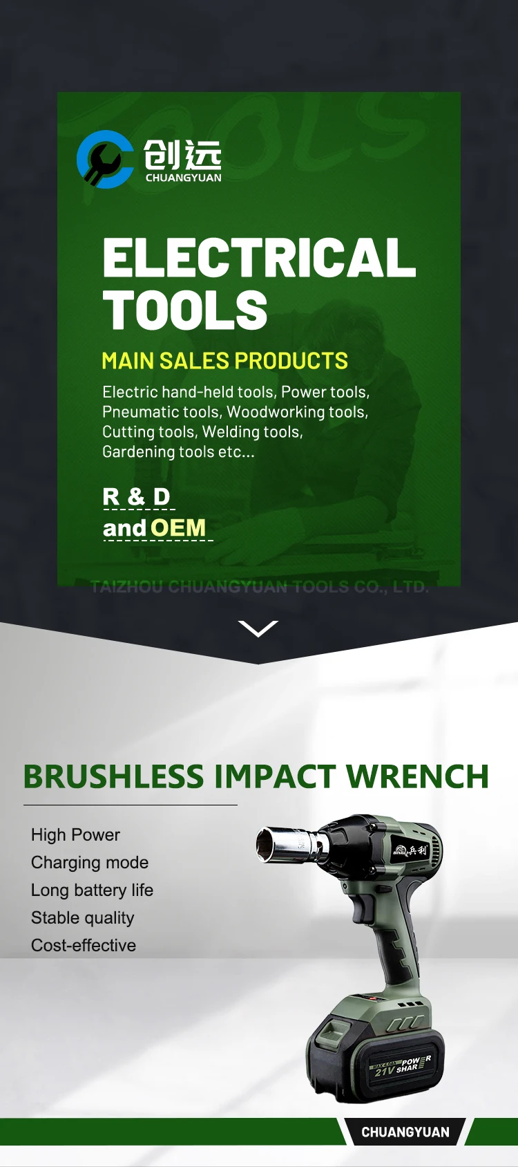 Oem Rechargeable Electric Wrench 21v Cordless Power Tool Brushless Impact Driver High Torque ...