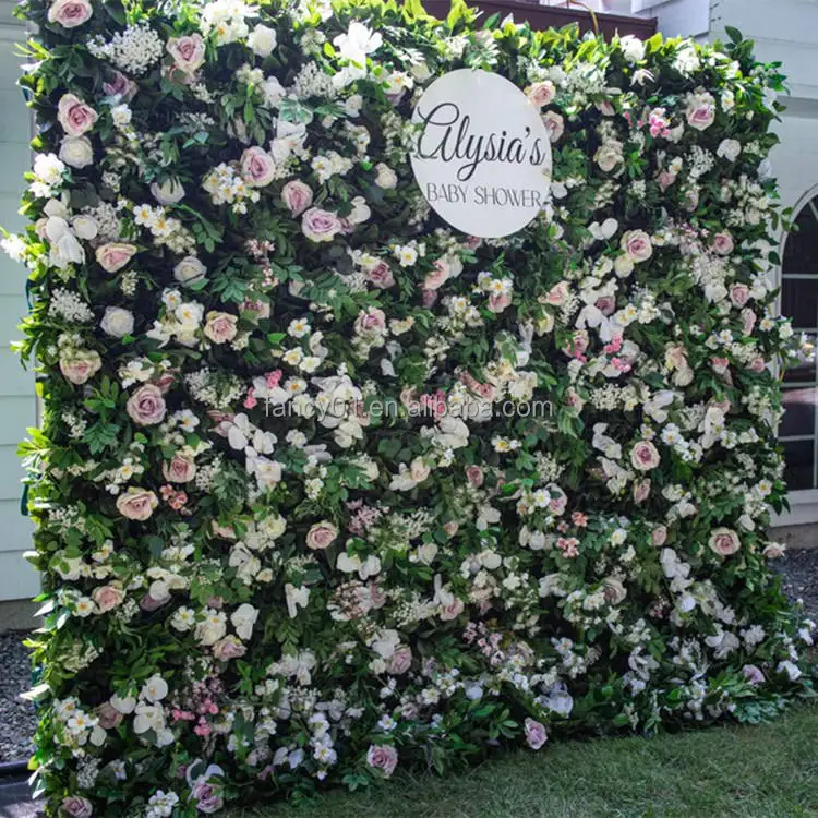 Flower Wall Backdrop 8ft X 8ft Artificial Roll Up Flower Walls For ...