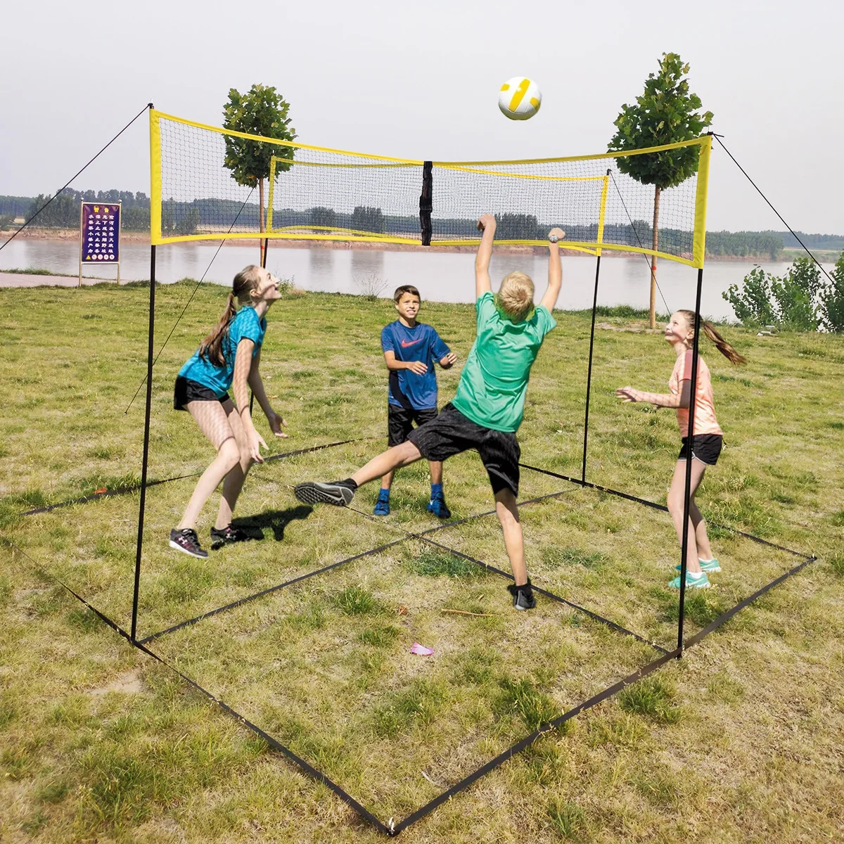 Portable Four-sided Cross Beach Volleyball Net Rack Set - Buy Portable ...
