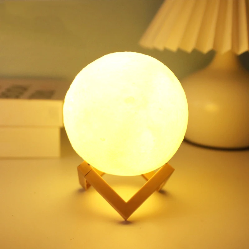 Moon LED Light Table Lamps LOGO Nightlight Warm 3D Lighting Fixtures ...
