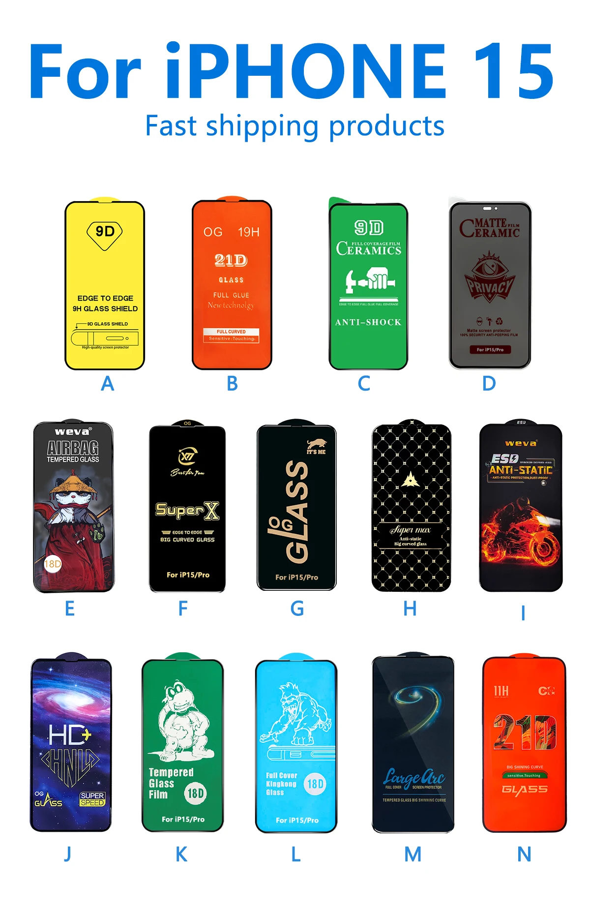 Anti Static Mobile Phone 9H OG Screen Protector for Iphone15 14 13 12 ...