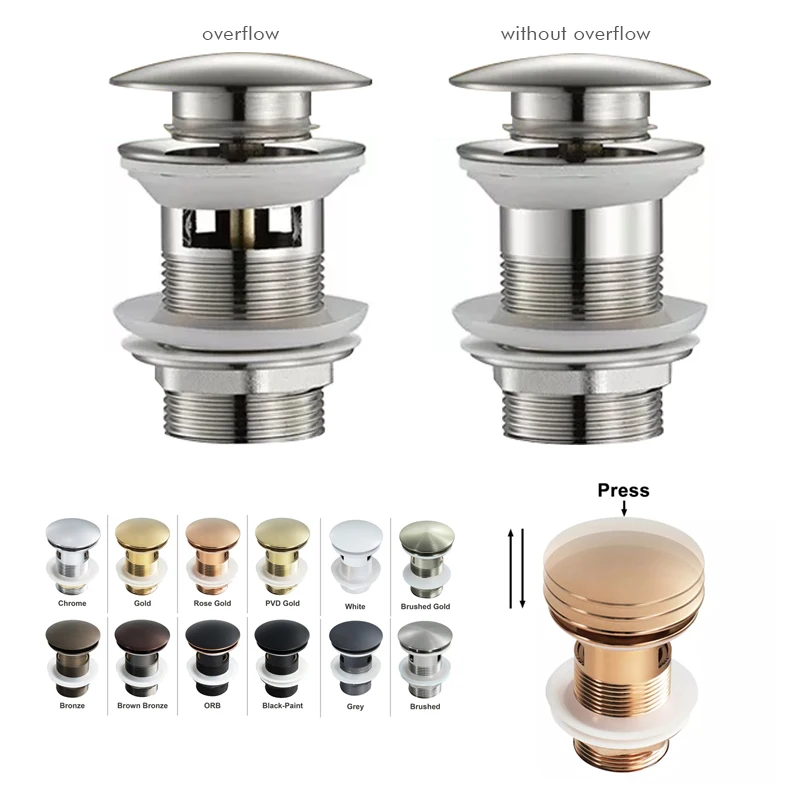 Vessel Sink Bathroom Push Down Bathtub Drain Pop Up Drain Stopper - Buy ...