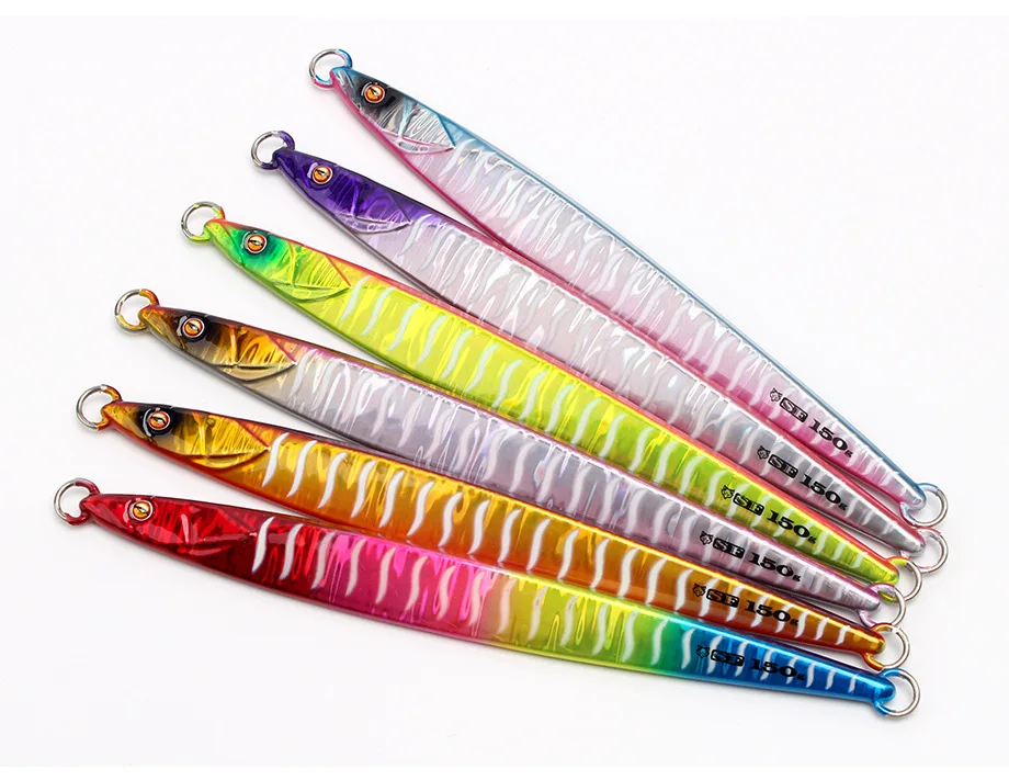 100g/120g/150g/160g/180g/200g/210g Luminous Noctilucent Metal Jig Vertical Slow Pitch Jigging ...