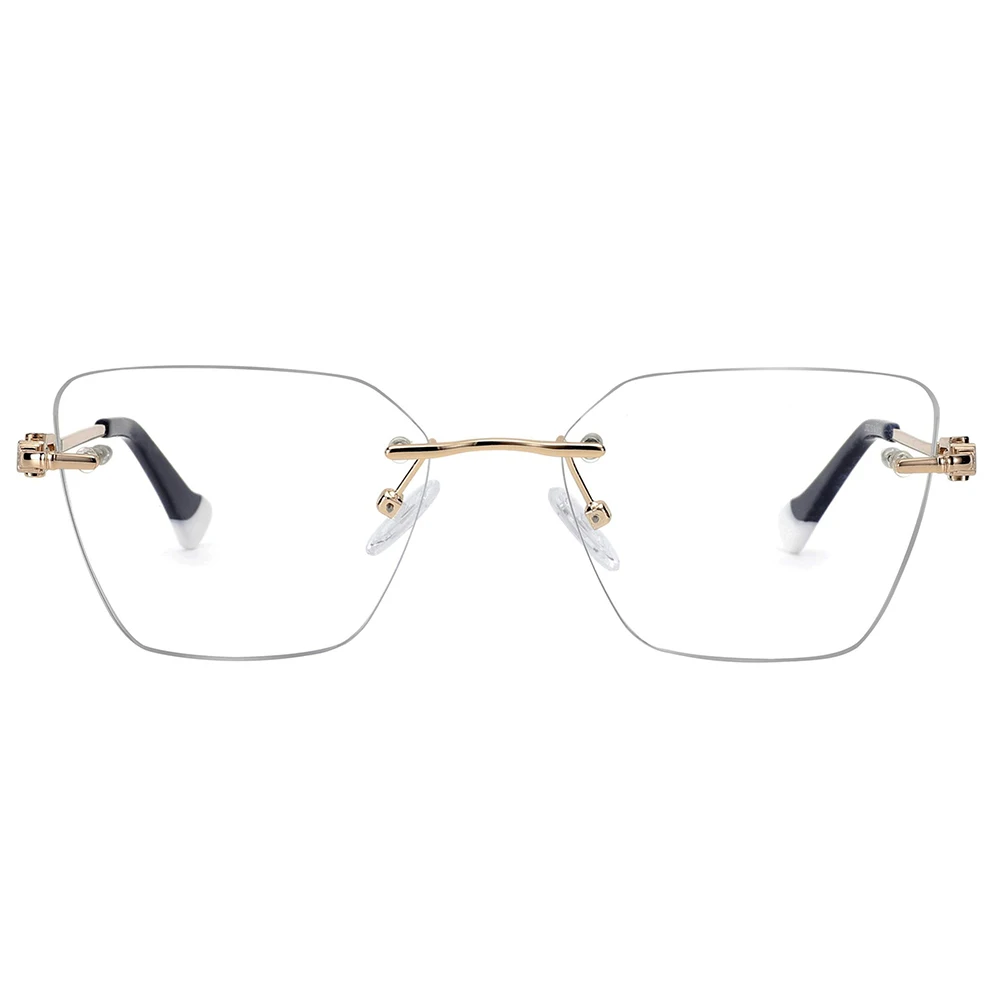 Luxury Rimless Temple Lamination Acetate Tip Naturally Rimless Eyeglass ...