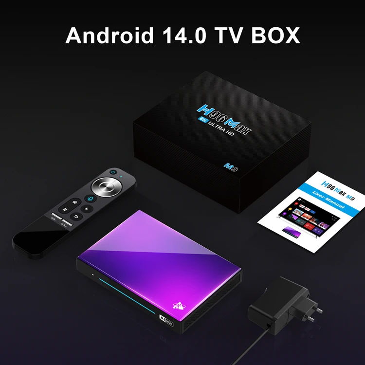 H96 MAX M9 Smart TV Box - Android 14, 8GB, 128GB Storage