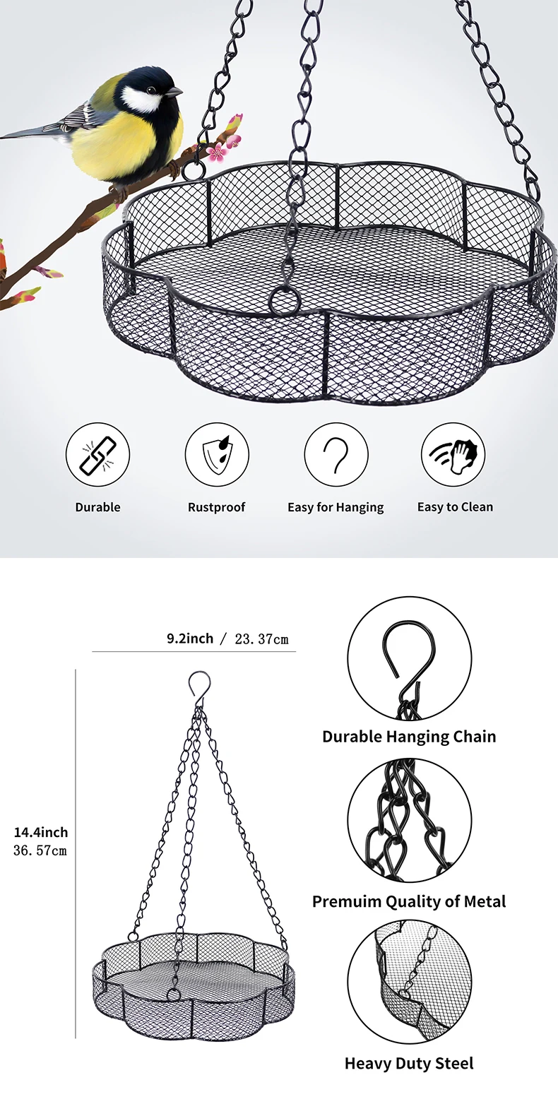 Hanging Bird Feeders Trayfor Large Birds Outdoor Bird Feeder Hanging ...