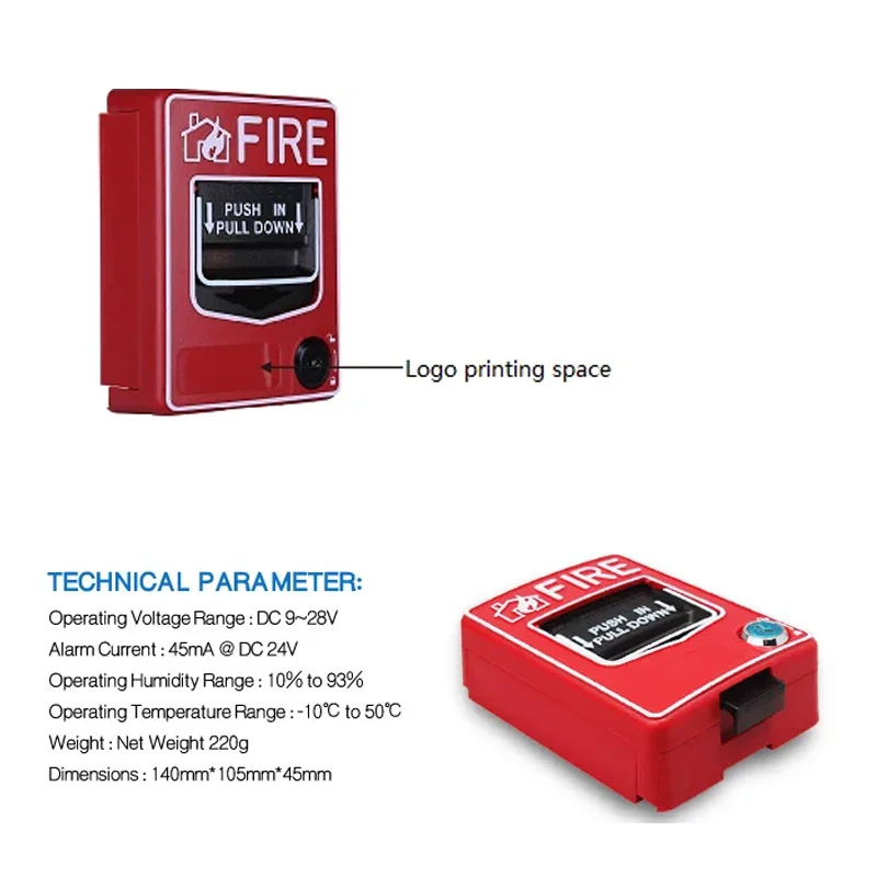 DC9-28V Manual Call Point Push Button Indoor ABS Fire Alarm System for ...