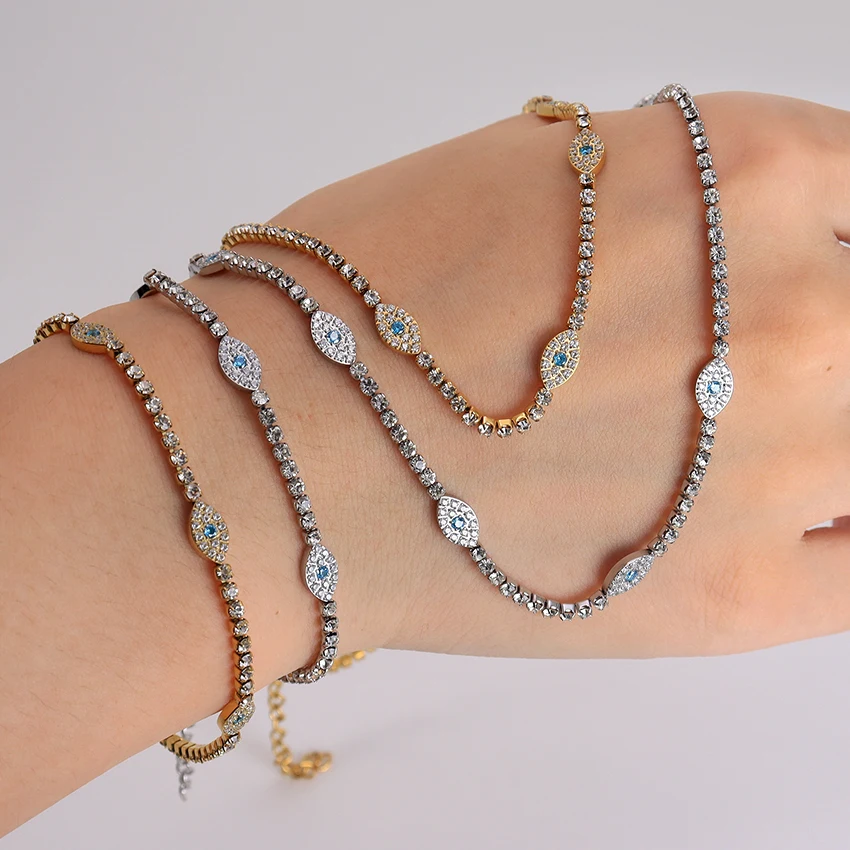 Personalized Shiny Full Diamond Blue Eye's Choker Necklace