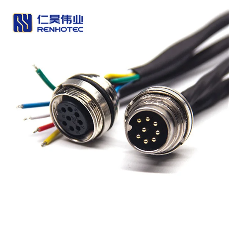M16 8-pin Connector Corner Waterproof 8 Pin Pole Plastic Male Female ...