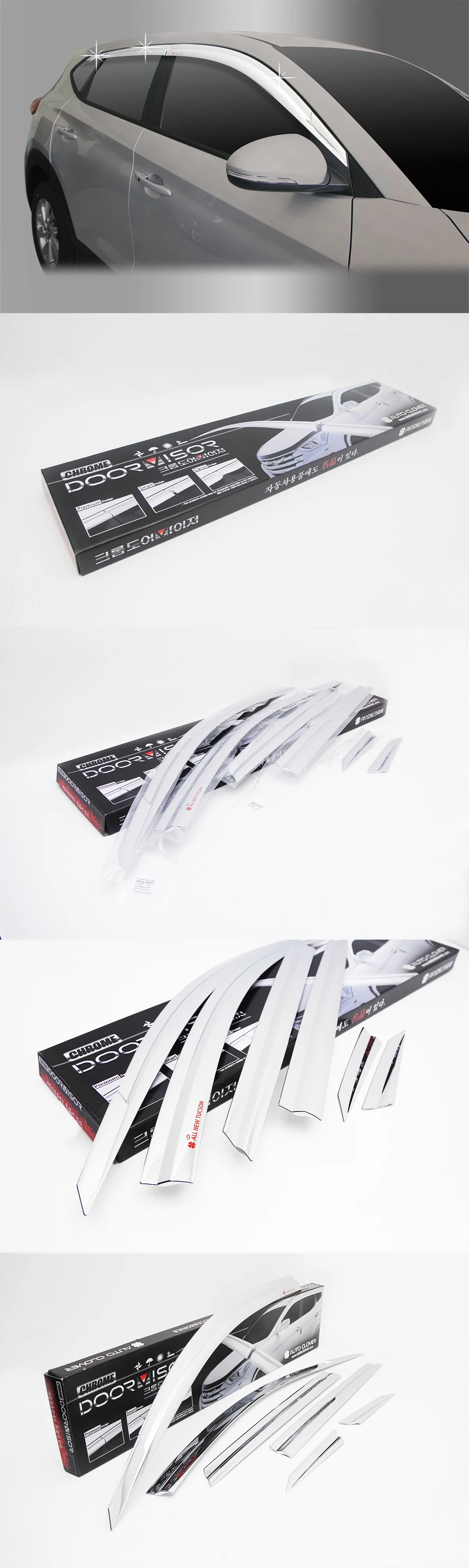 AUTOCLOVER for Hyundai Tucson Chrome Door Visor Windows Visors Sun Door ...