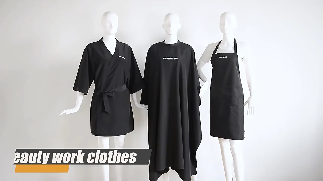 Waterproof Soft Short Customized Logo Salon Beauty Cape Black Polyester ...