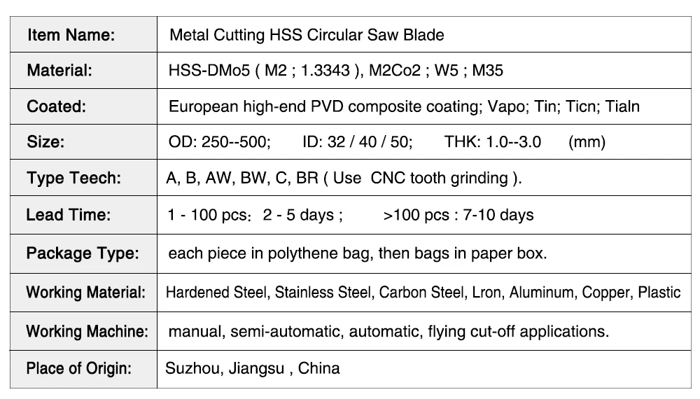 Hss-dm05 금속 절단 원형 톱 블레이드 - Buy M2w6 Tin-coated Saw Blade,Pipe Cutting Machine Saw Blade,M42 ...