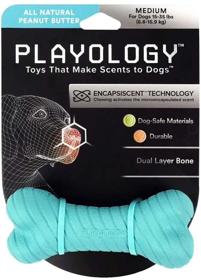 Playology-double Layered Bone Dog Toys-medium-natural Peanut Butter ...