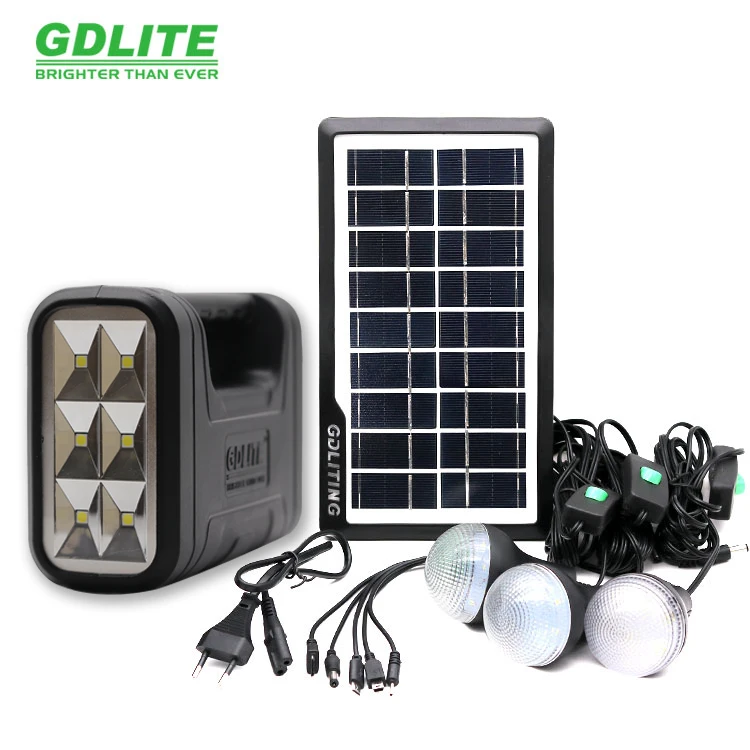 Small Solar Lighting System With Light Bulb Panel Camping Mini Portable ...