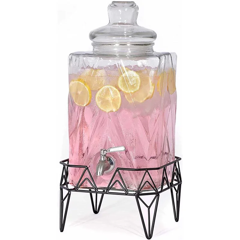 Popular 10L Glass Mason Jar Dispenser Drinking Beverage Jar with Glass ...