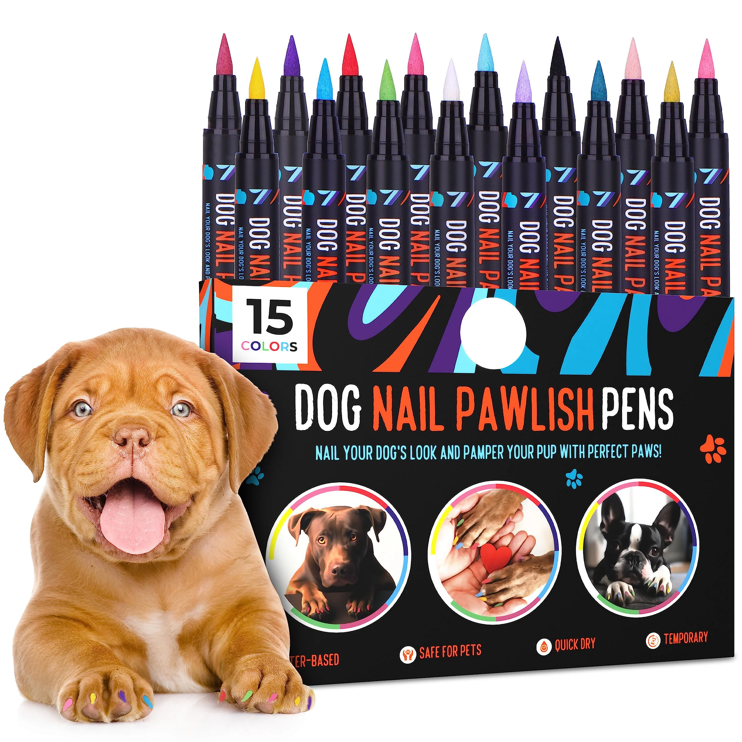 15 Colors Easy Application Dog Safe Nail Polish,Fast Dry Pet Nail ...