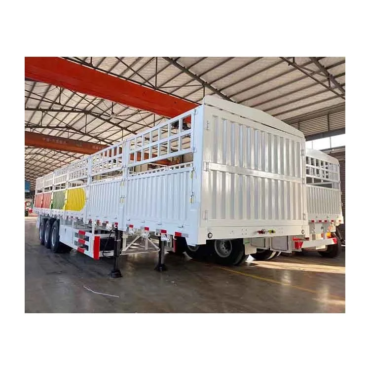 60 Ton Drop Side Steel Wall Fence Semi Trailer 3 Axle Cargo Transport ...