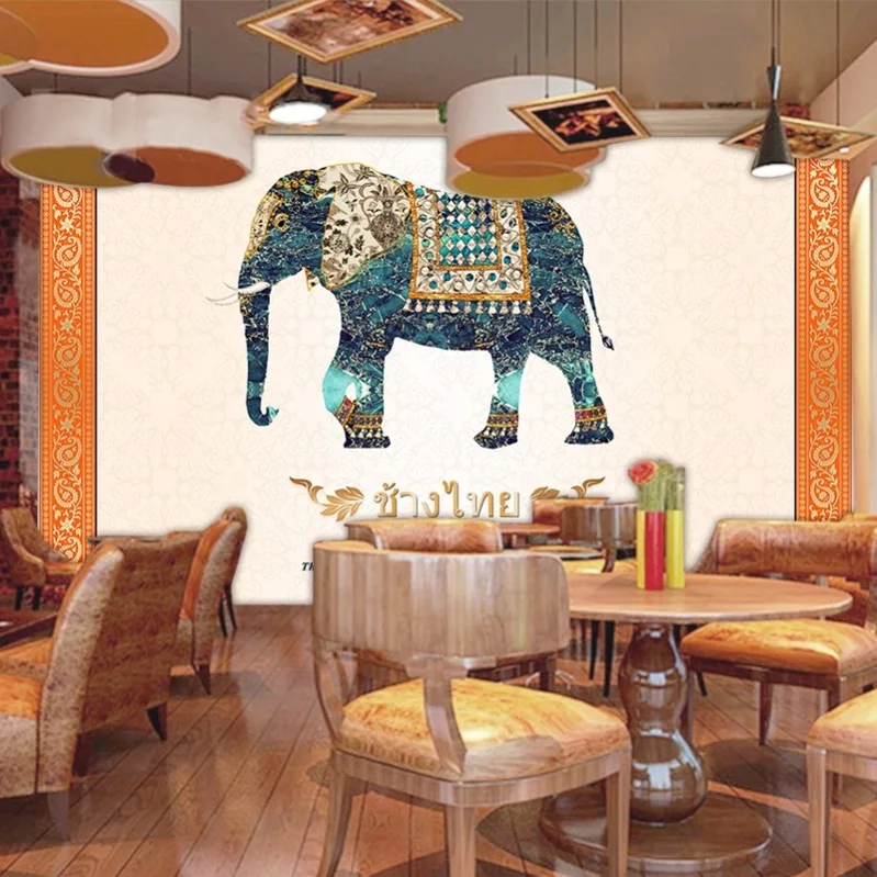 Alibaba.com: Thai Style Elephant Mural, Southeast Asia Indian Zen Retro ...