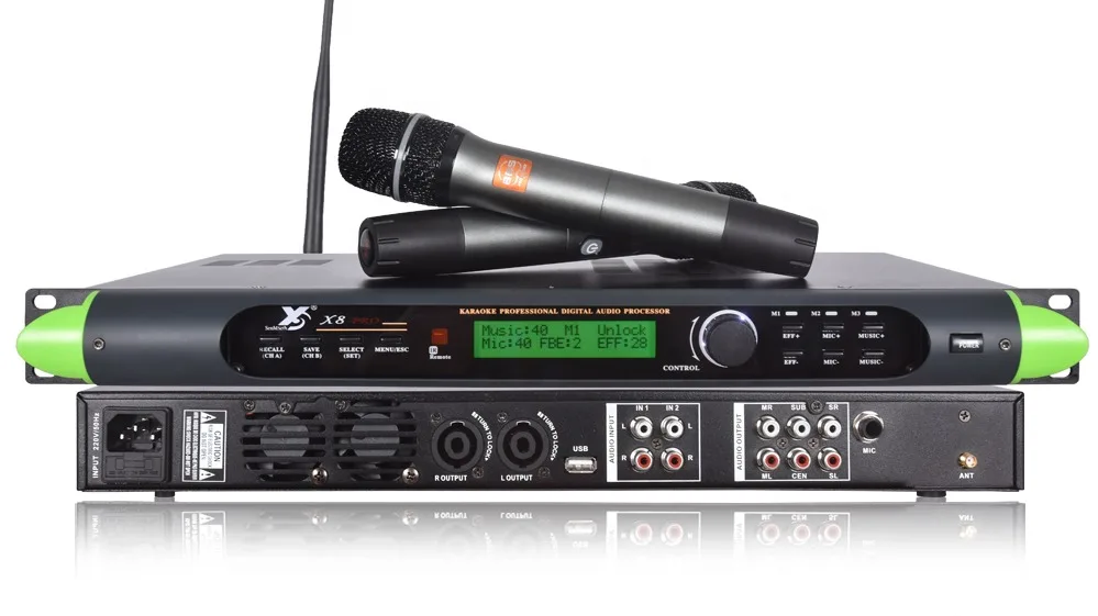 600w*2 Power Amplifier & Wireless Mic X8 Karaoke Dsp Digital Audio ...