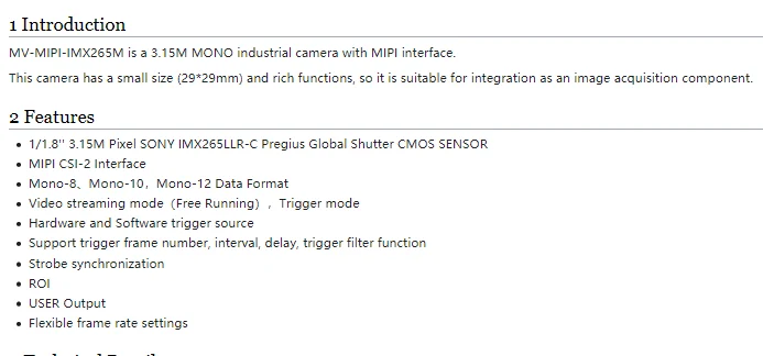 IMX265 3MP Global Shutter Camera for Jetson & Raspberry Pi