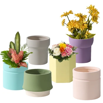 Redeco New Design Unique Morandi Solid Color Flower Pots Balcony Potted ...