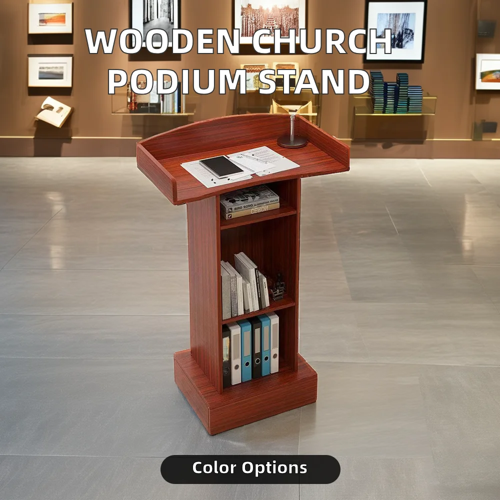 Wooden Church Pulpit Designs with Engraved Cross