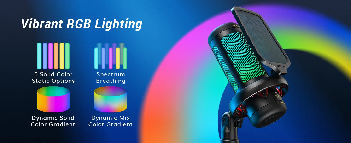 TONOR TC310+ Microphone - Professional Gaming Mic with RGB