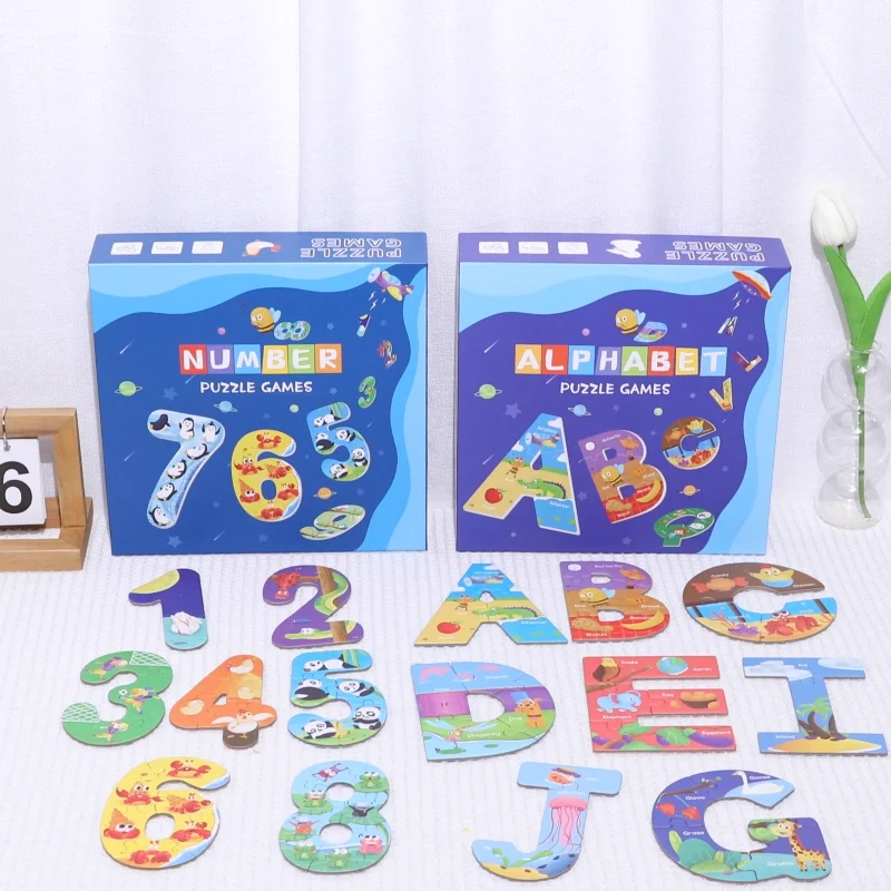 Montessori Paper Abc Letter Number Puzzle Children's Education Learning ...