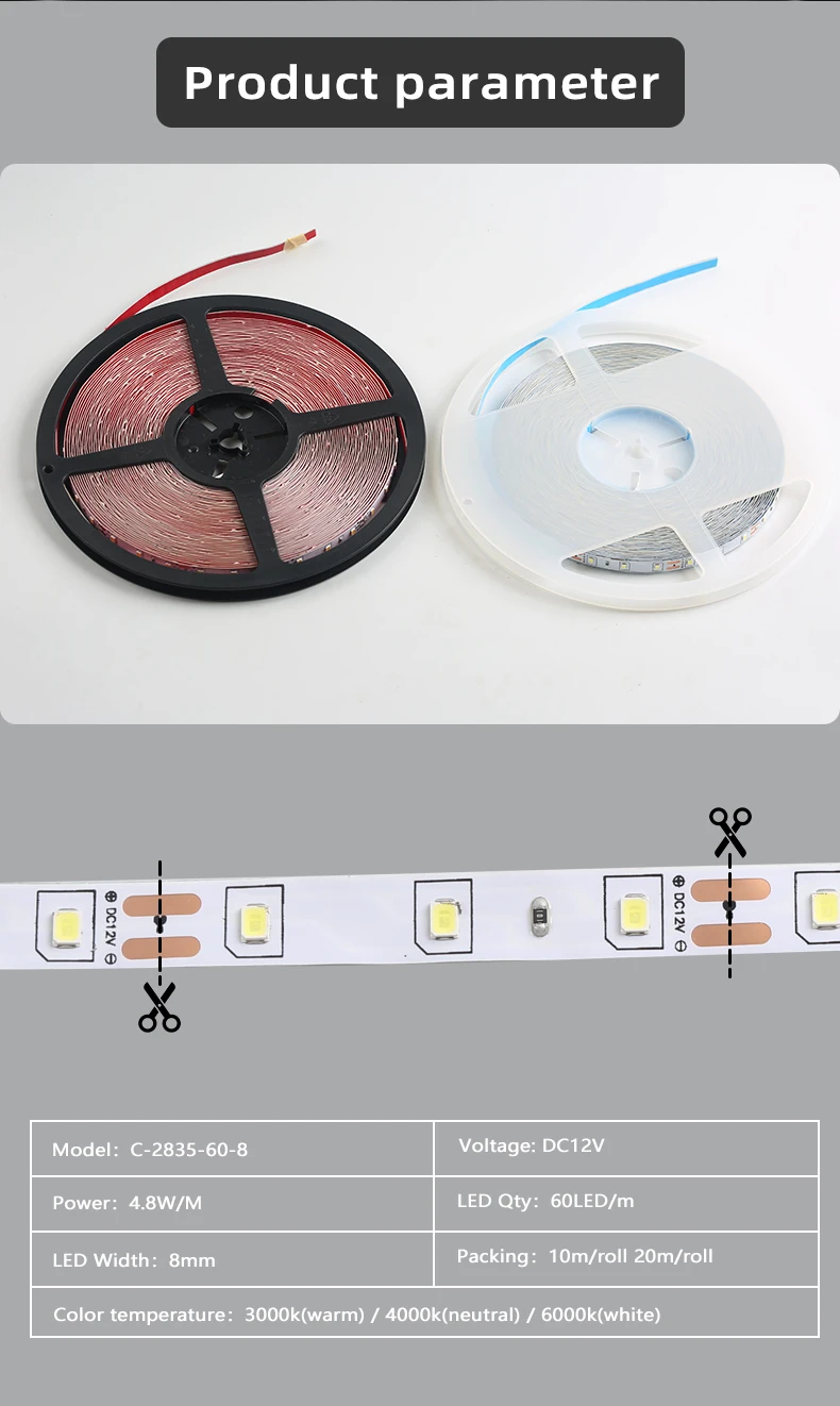 FICLUX High Bright Dc12v Led 8mm Flexible 3000k 4000k 6000k 60led Led ...