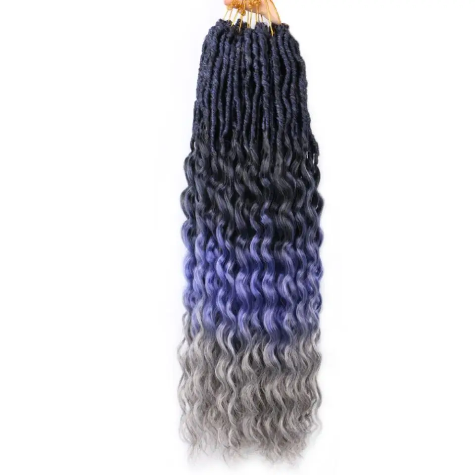 24inch New Pre-looped Deep Wave Fauxs Locs Nu Goddess Bohemian Crochet ...