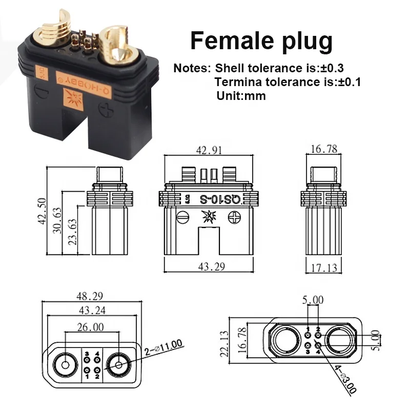 QS10P-L Anti Spark Connector - 210A Energy Storage Solution