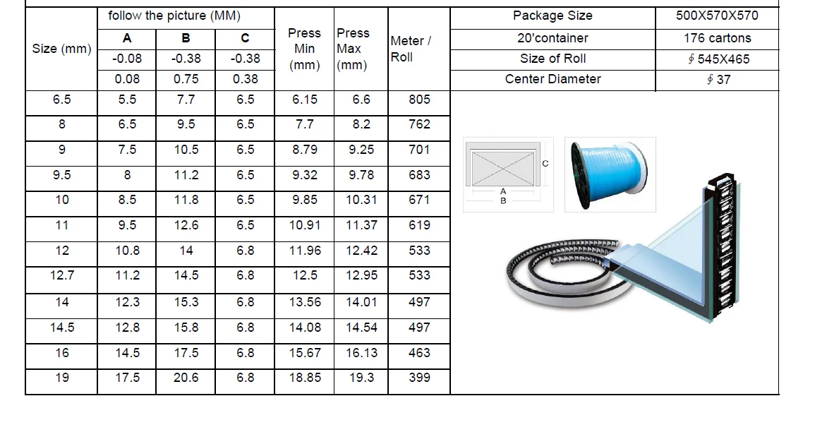 Insulated Glass Window and Door Flexible Warm Edge Butyl Spacer with ...