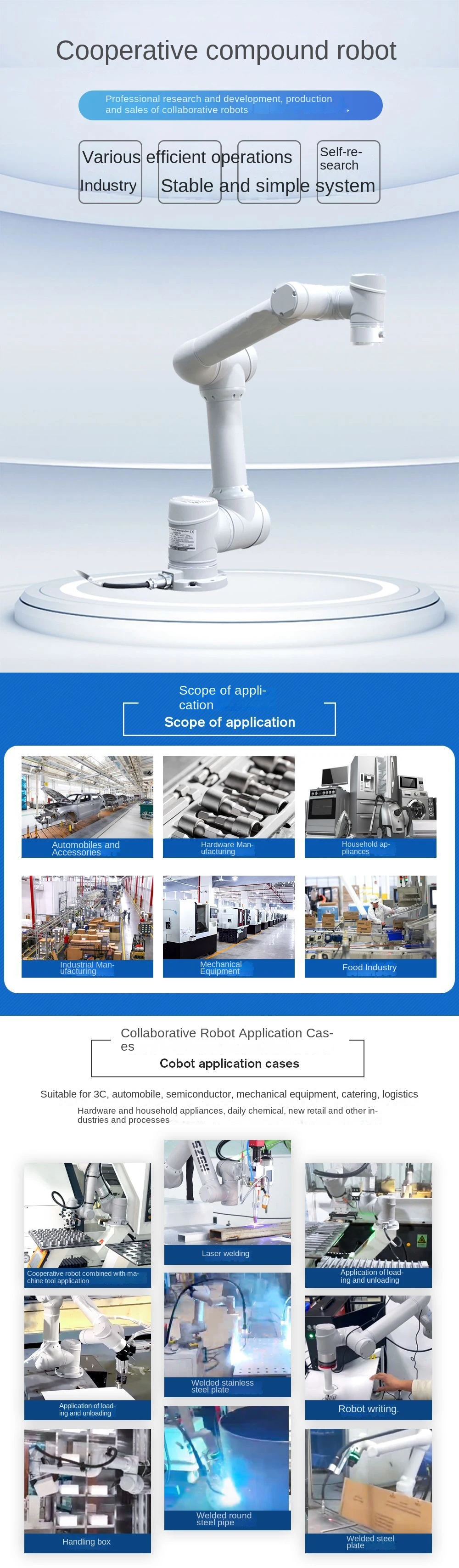 6 Axis Industrial Robotic Arm 5KG Payload Collaborative Robot for Pick ...