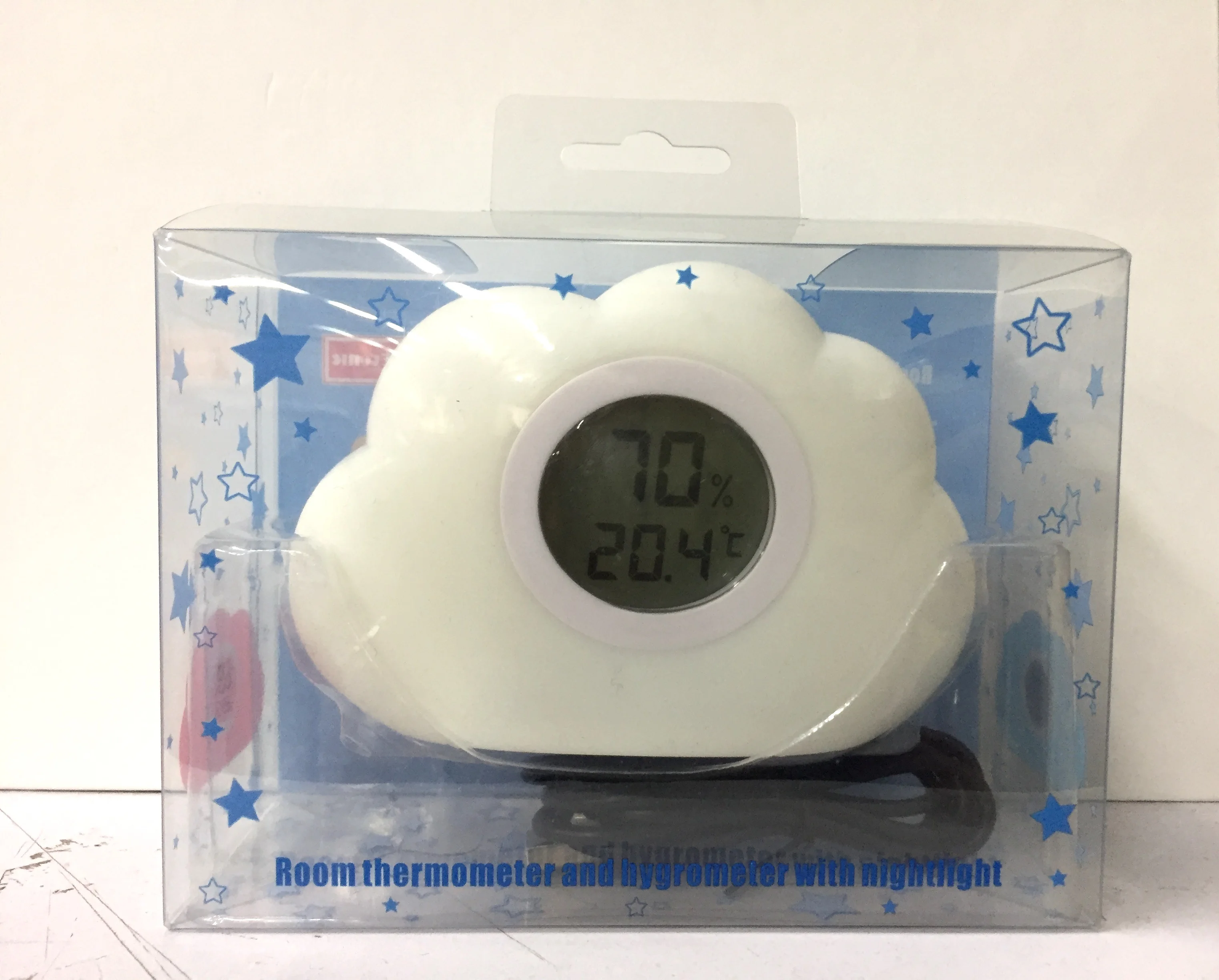 Cloud Colour Changing Thermometer Night Light with Humidity, Silicone ...