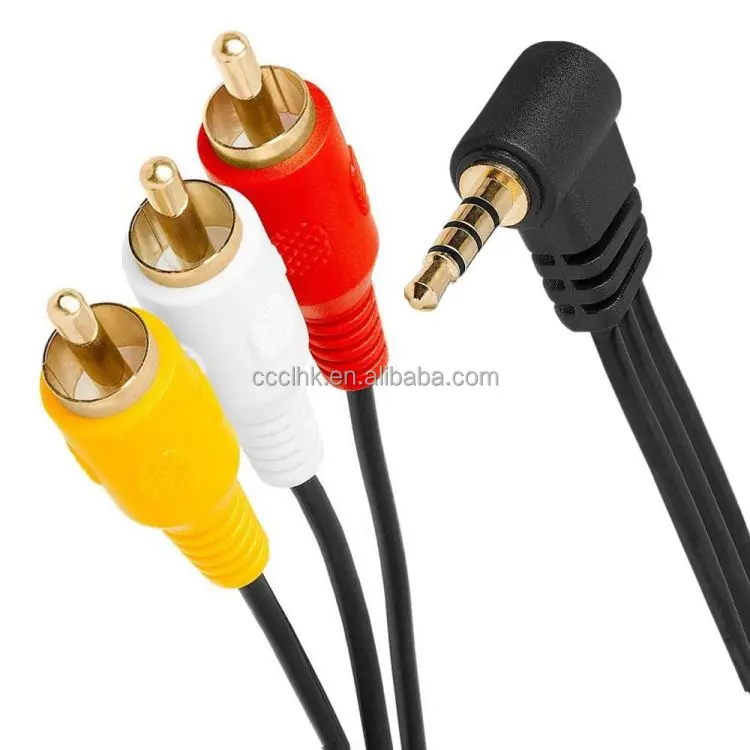 3.5mm Male Audio Stereo Jack To 3 Rca Female Av Camcorder Adapter ...