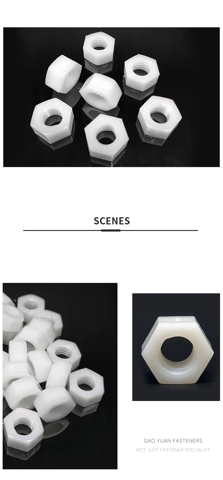 DIN934 M4 M8 M10 Nylon Plastic Insulated Material PA66 White Black ...