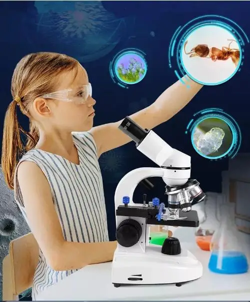 Portable 40X-1000X Laboratory Optics Microscope Bacteriology Toy ...