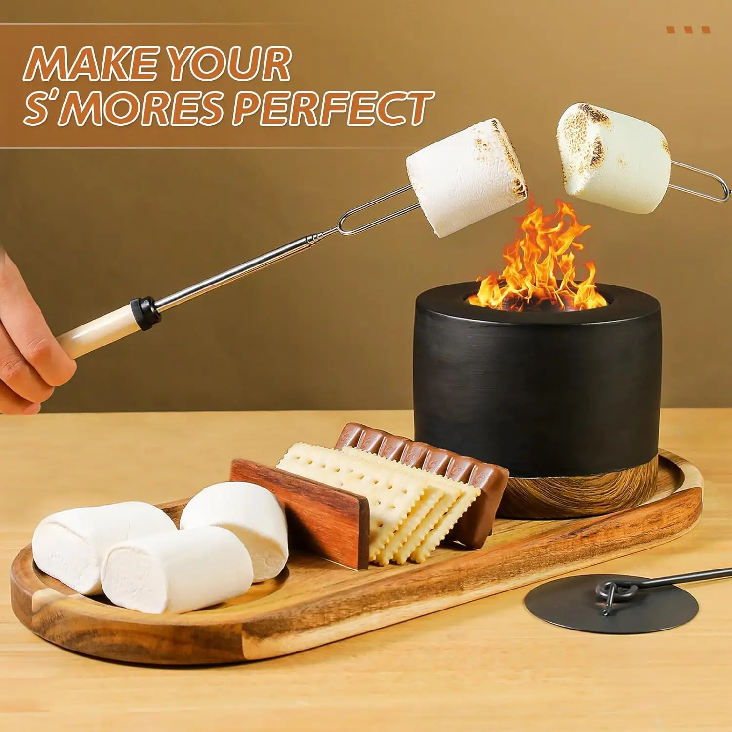 New Indoor Smores Kit With 4 Roasting Sticks,Tabletop Smores Maker With ...