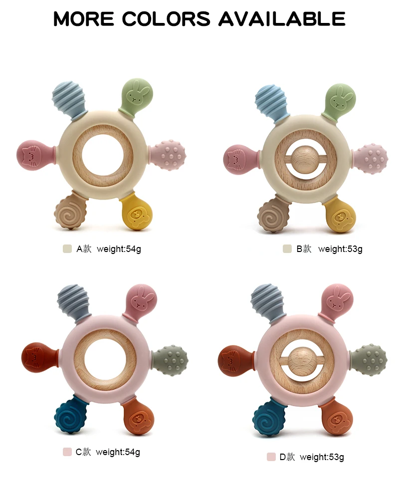 Wholesale Wooden Silicone Baby Teethers Silicone Teething Toys Silicone ...
