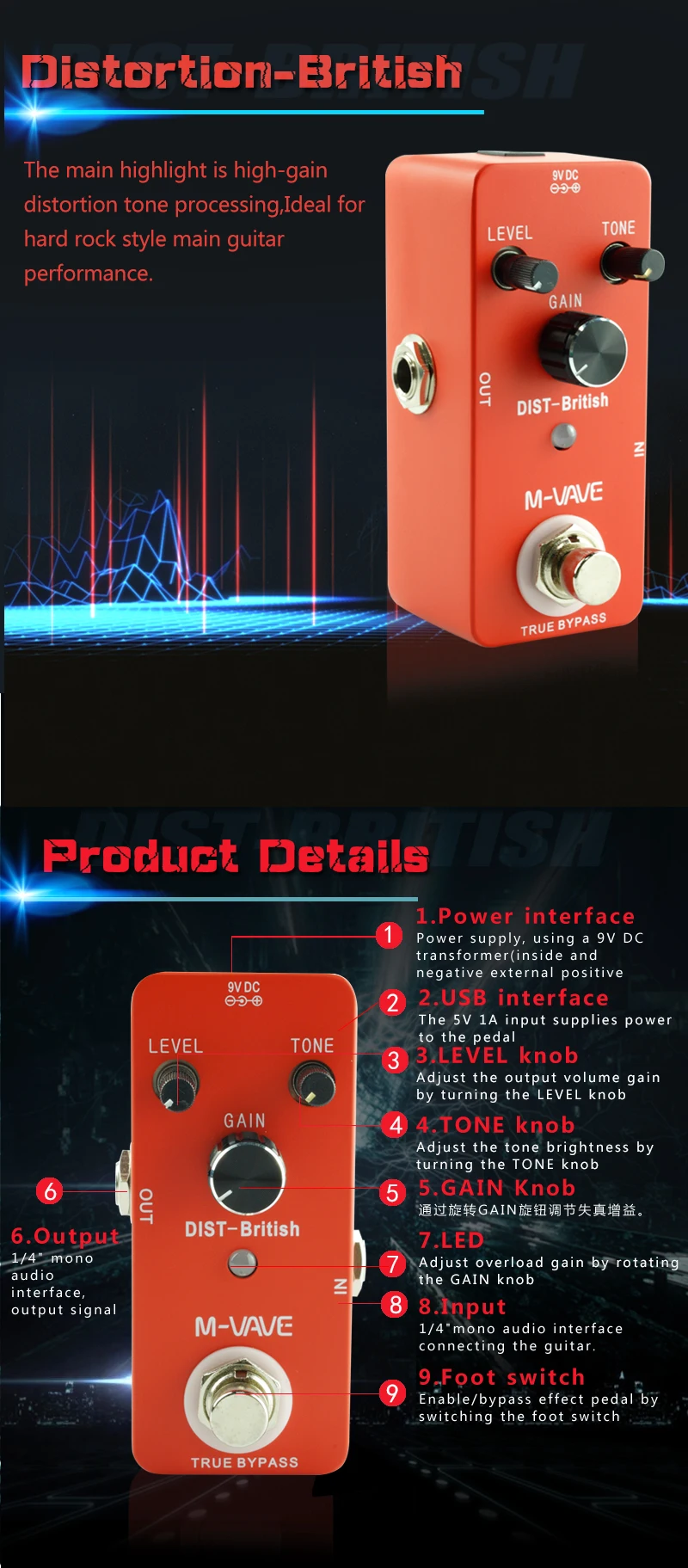 Factory Pedalboard Effect Pedal Compressor Bass DIST-British Guitar ...