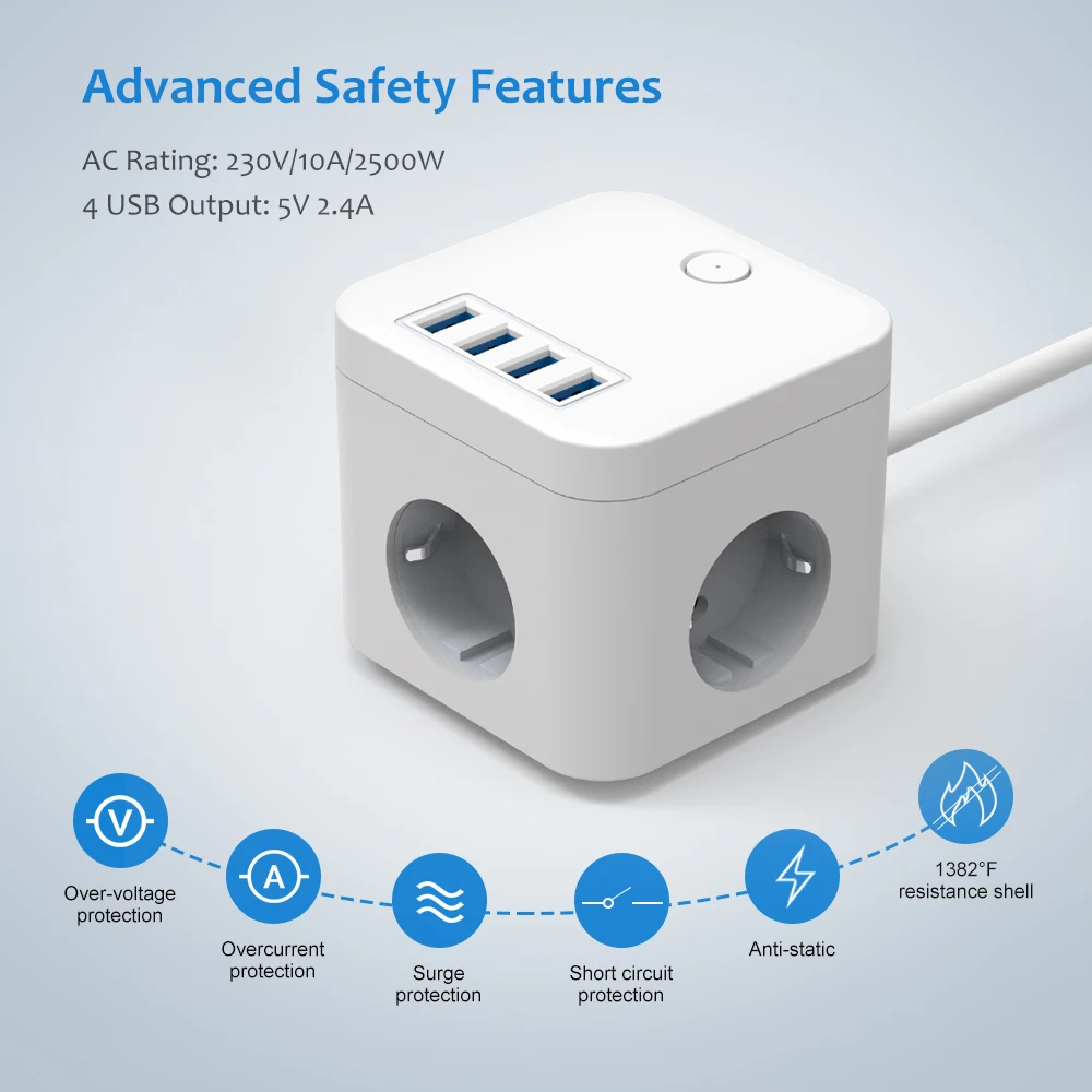 Mov Surge Protection Usb Extension Socket Travel Smart Power Adapter ...