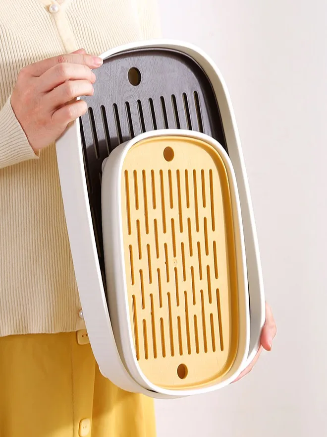 Cup Drain Tray Kitchen Multi-functional Tableware Double-layer Plastic ...