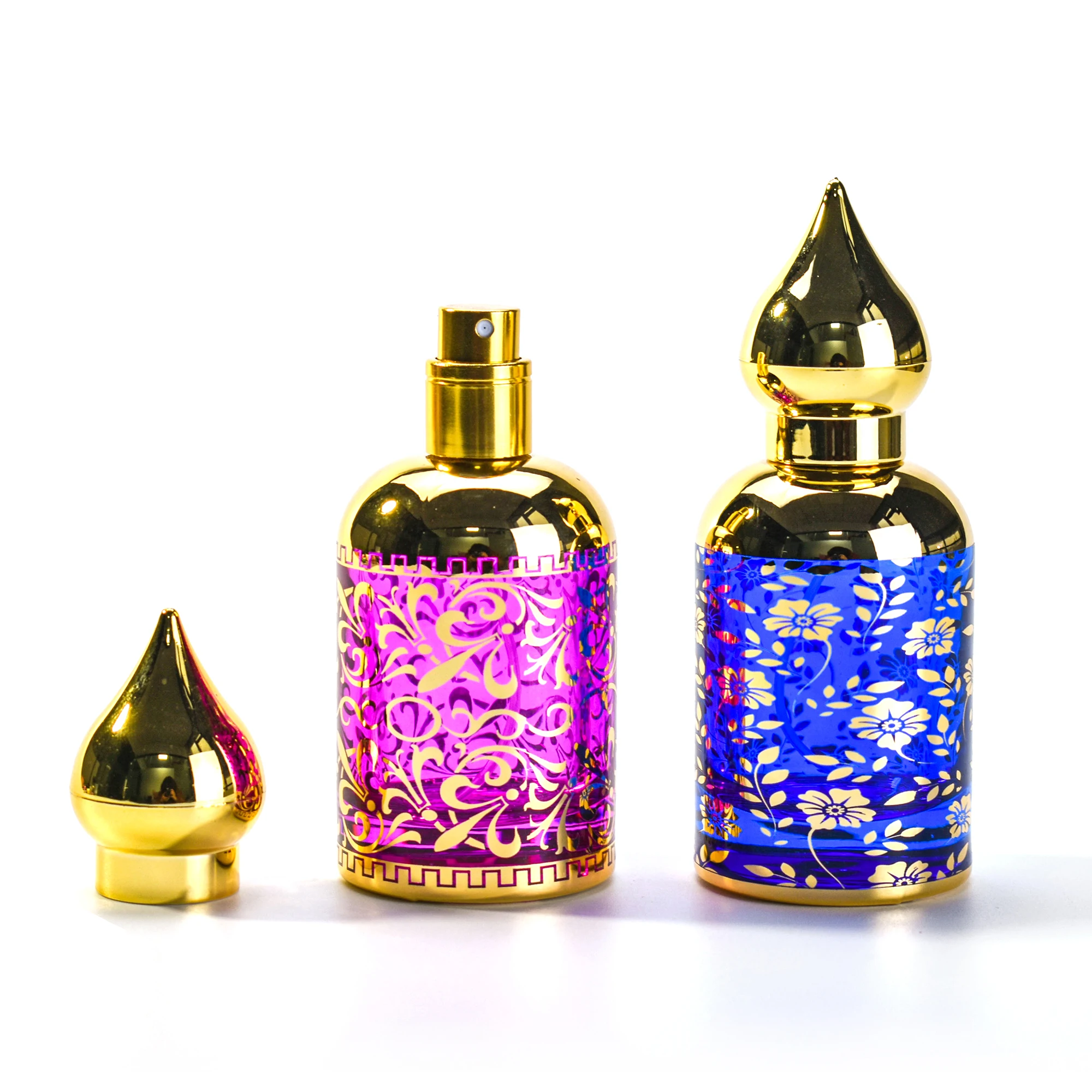 Colored 30ml Golden Round Arab Style Empty Perfume Bottle Cosmetic ...