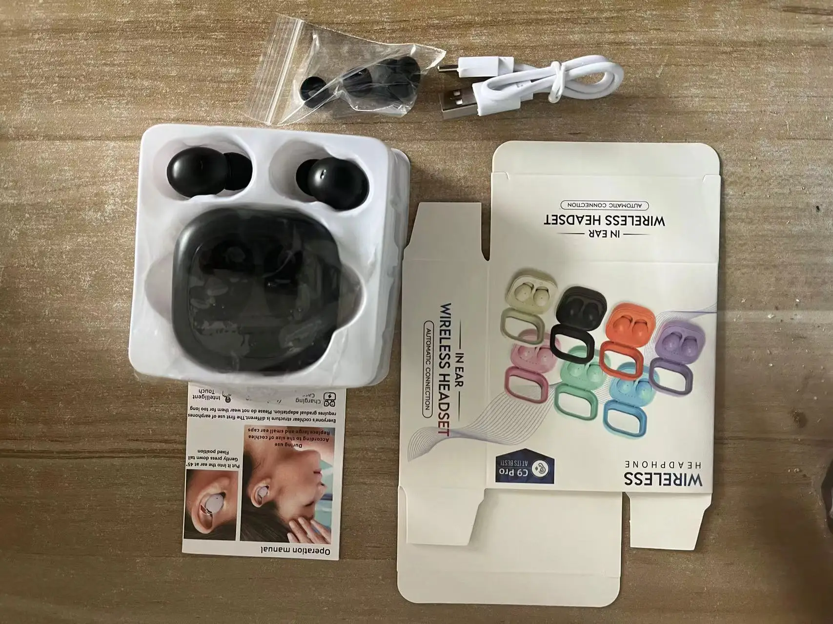 New Product C9 Pro Hot Selling Wireless Headset Translucent Charging ...