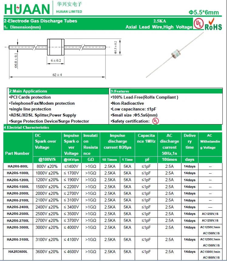 B88069x3193a802气体放电管hsa-362-6t7 B88069x3233a802 5.5x6mm 5ka - Buy ...